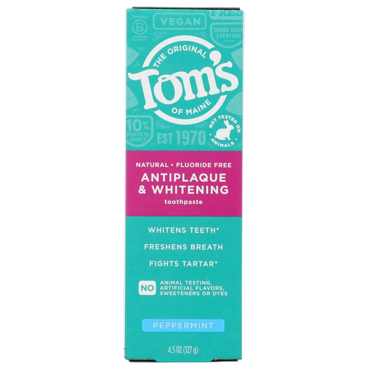 TOMS OF MAINE: Fluoride Free Antiplaque and Whitening Toothpaste Peppe ...